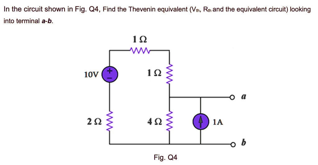 SOLVED: In the circuit shown in Fig. Q4, find the Thevenin equivalent (Vth, Rth, and the ...