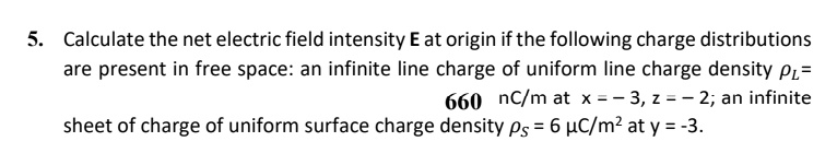 SOLVED: 5. Calculate the net electric field intensity E at origin if ...