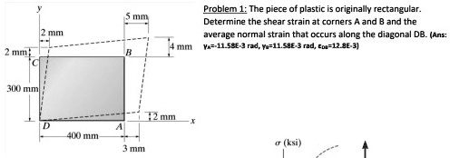 SOLVED: Problem 1: The piece of plastic is originally rectangular ...