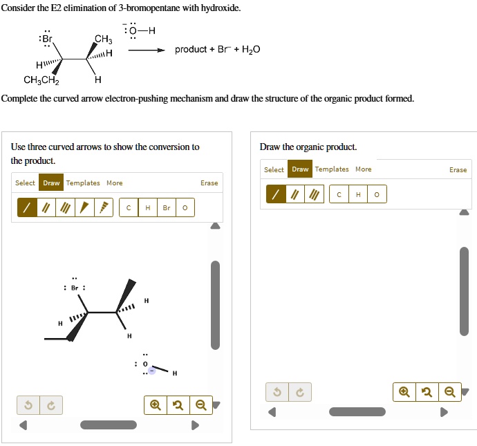 consider the e2 elimination of 3 bromopentane with hydroxide complete ...