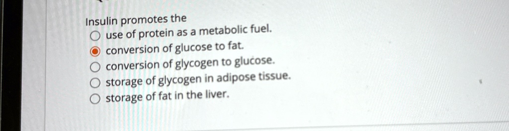 Insulin promotes the Ouse of protein as a metabolic fuel. conversion of ...