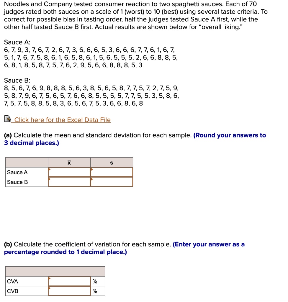 SOLVED: Noodles and Company tested consumer reaction to two spaghetti ...