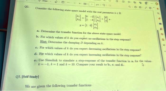 SOLVED: 1. Consider the following state space model with the real ...