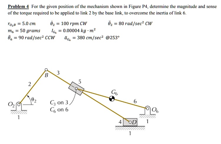 SOLVED: Problem 4: For the given position of the mechanism shown in ...