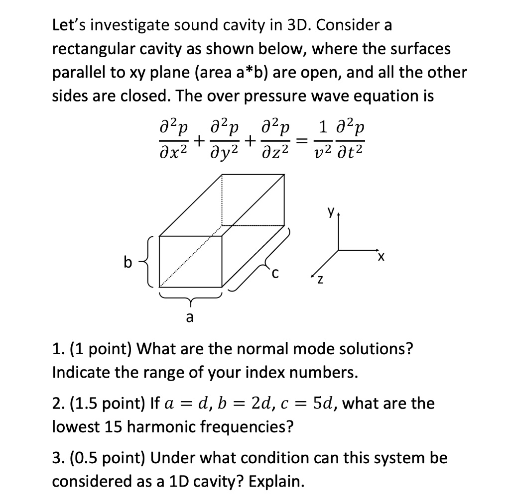 VIDEO solution: Let's investigate the sound cavity in 3D. Consider a ...