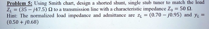 SOLVED: Problem 5: Using the Smith chart, design a shorted shunt ...