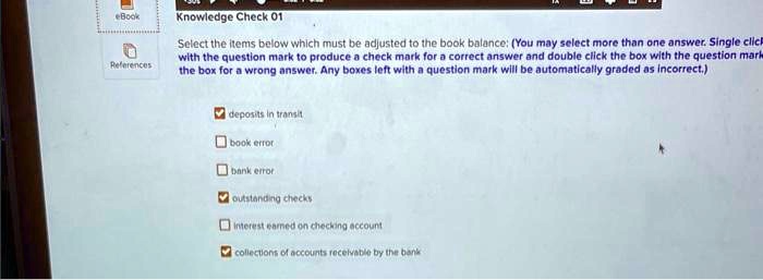 eBook References Knowledge Check 01 Select the items below which must be adjusted to the book ...