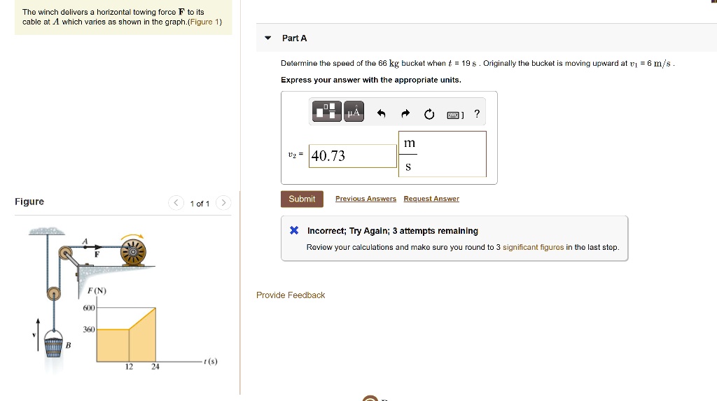 SOLVED: The winch delivers a horizontal towing force F to its cable at A, which varies as shown ...