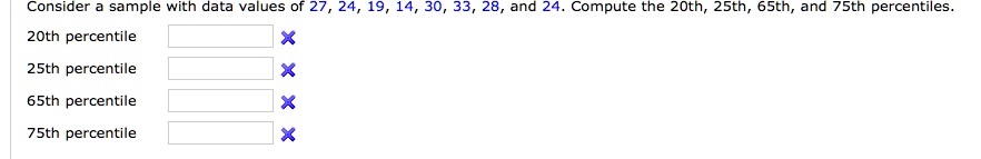 SOLVED: Consider sampi with data values of 27, 24, 19, 14, 30, 33, 28 ... SOLVED: Consider sampi with data values of 27, 24, 19, 14, 30, 33, 28 ...