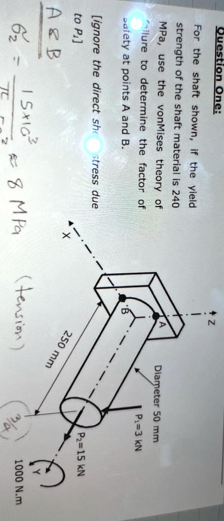 Question One: For the shaft shown, if the yield strength of the shaft ...