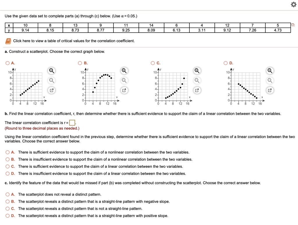 use the given data set t0 complete pants a through c below use 005 815 873 877 925 912 click ...