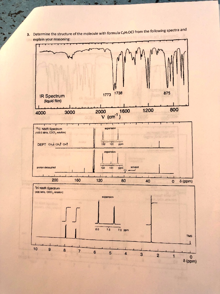formula cshoci from the following spectra and determine the structure ...