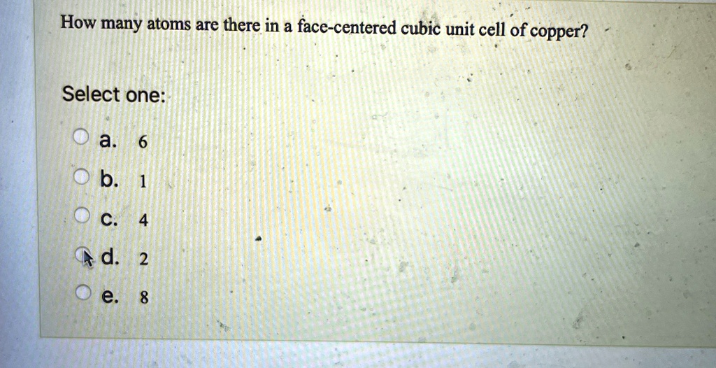 how many atoms are there in a face centered cubic unit cell of copper ...