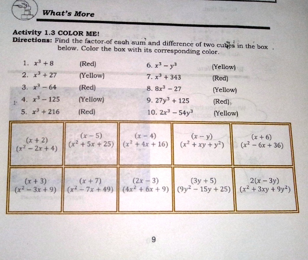Factoring Sum And Difference Of Cubes