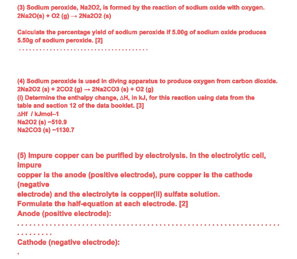 3 sodium peroxide na2o2 is formed by the reaction of sodium oxide with ...