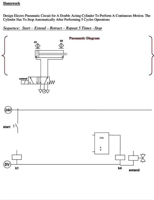 Homework Design Electro Pneumatic Circuit for A Double Acting Cylinder ...
