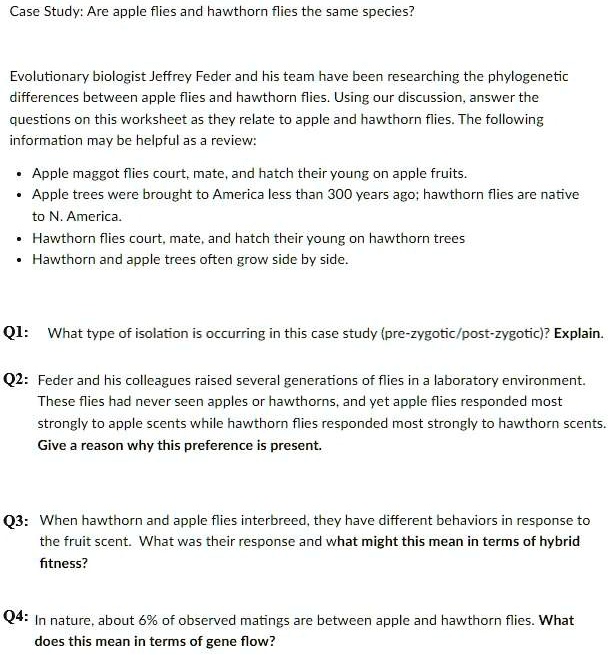 Case Study: Are apple flies and hawthorn flies the same species ...