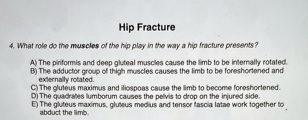 Hip Fracture 4. What role do the muscles of the hip play in the way a ...