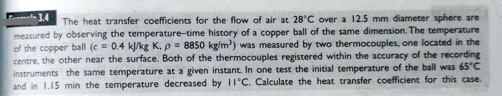 SOLVED: The heat transfer coefficients for the flow of air at 28Â°C ...