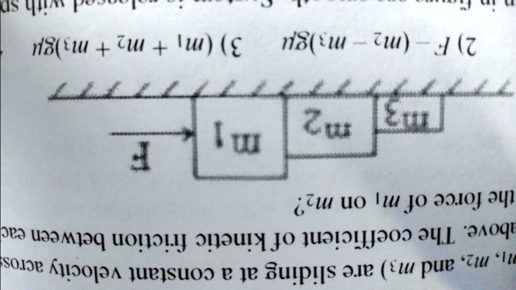 m1, m2, and m3 are sliding at a constant velocity across above. The ...