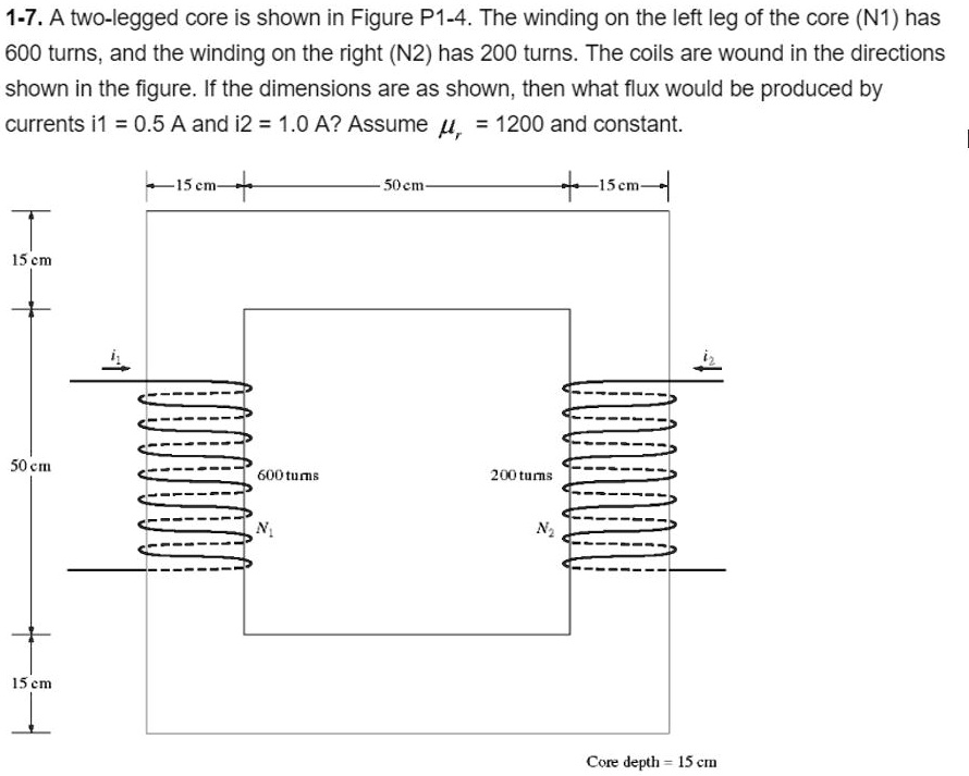 1-7. A two-legged core is shown in Figure P1-4. The winding on the left ...