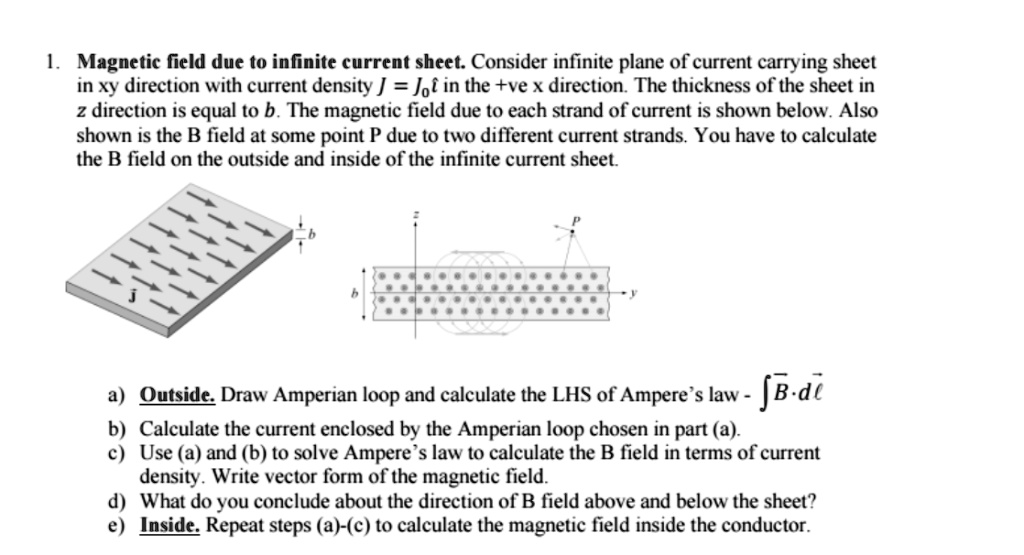 SOLVED: Magnetic field due to an infinite current sheet. Consider an ...