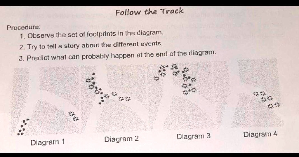 Procedure: Follow the Track 1. Observe the set of footprints in the diagram. 2. Try to tell a ...