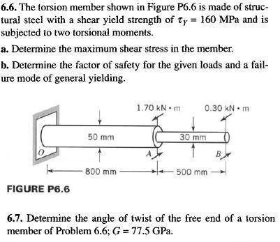 6.6. The torsion member shown in Figure P6.6 is made of structural ...