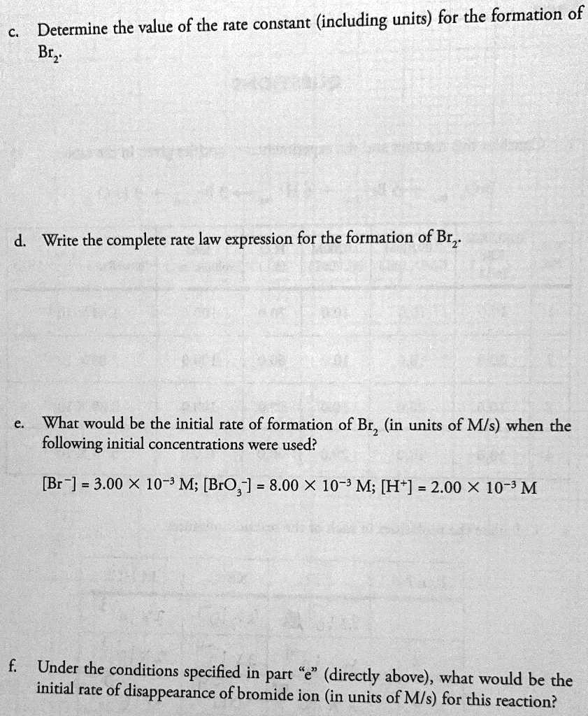 SOLVED:the value of the rate constant (including units) for the ...