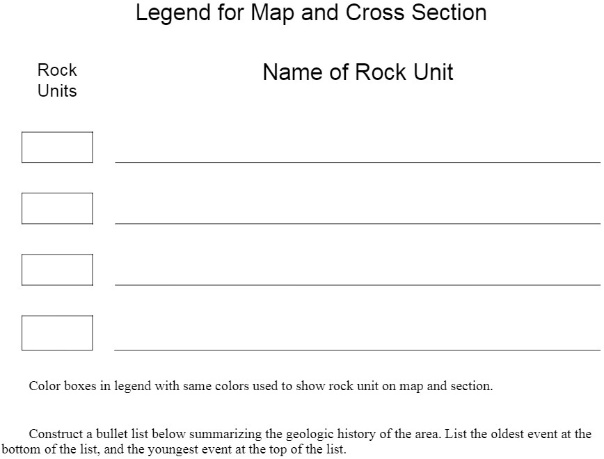 legend for map and cross section rock units name of rock unit color ...