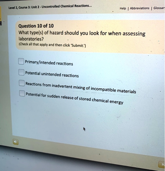 level 2 course 3 unit 2 uncontrolled chemical reactions help ...