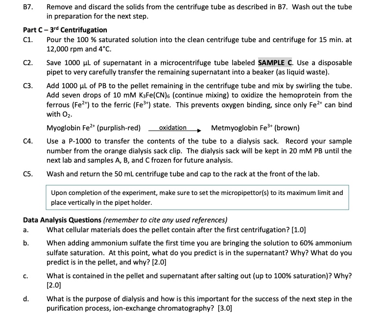 SOLVED: Remove and discard the solids from the centrifuge tube as ...