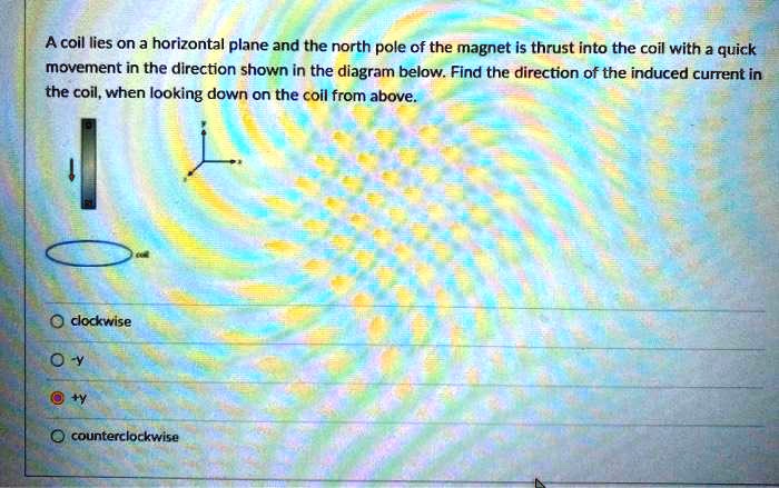 SOLVED: A coil lies on a horizontal plane and the north pole of the ...