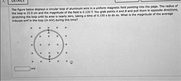 SOLVED: The figure below displays a circular loop of aluminum wire in a uniform magnetic field ...