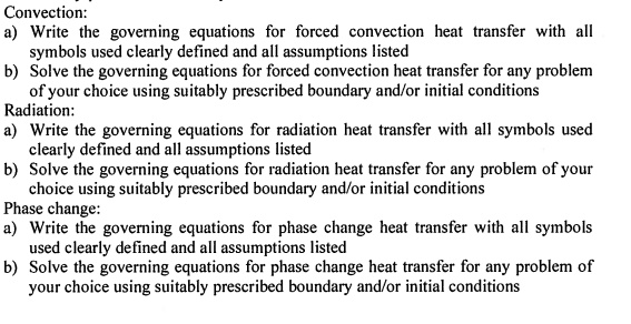 SOLVED: Convection: a Write the governing equations for forced ...