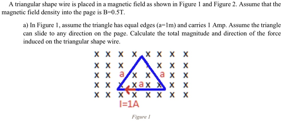 A triangular shape wire is placed in a magnetic field as shown in ...