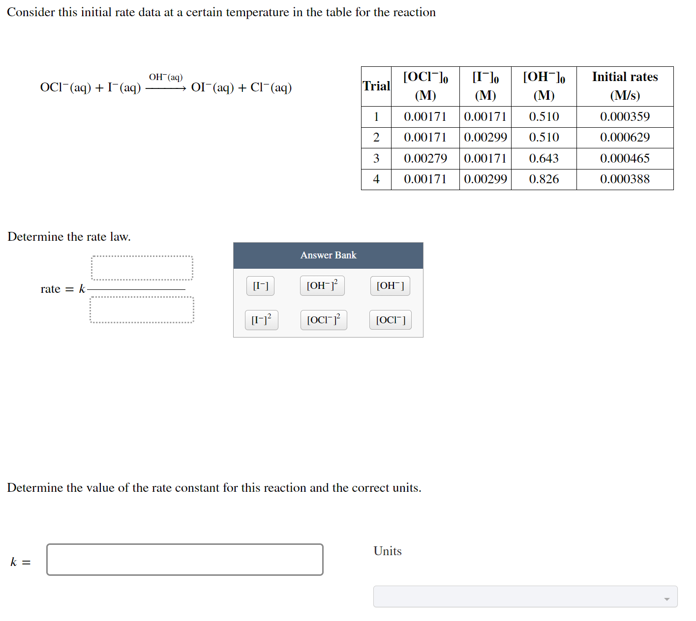 Solved Consider This Initial Rate Data At A Certain Temperature In The