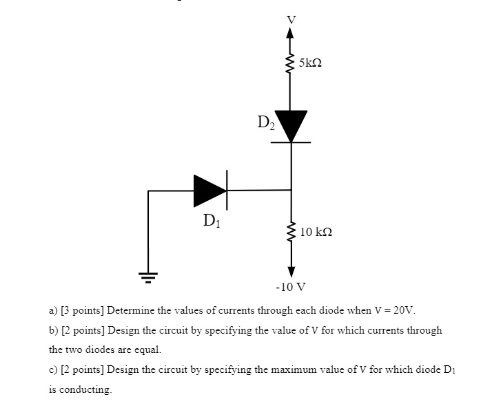 SOLVED: When conducting, the voltage drop across each diode is 0.7V. The circuit consists of a ...