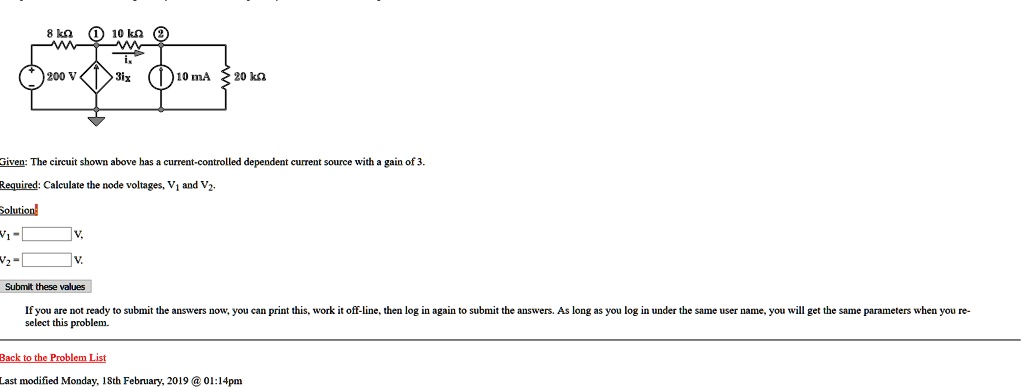node voltage analysis 8 10k 0 ma 20k given the circuit shown above has a current controlled ...