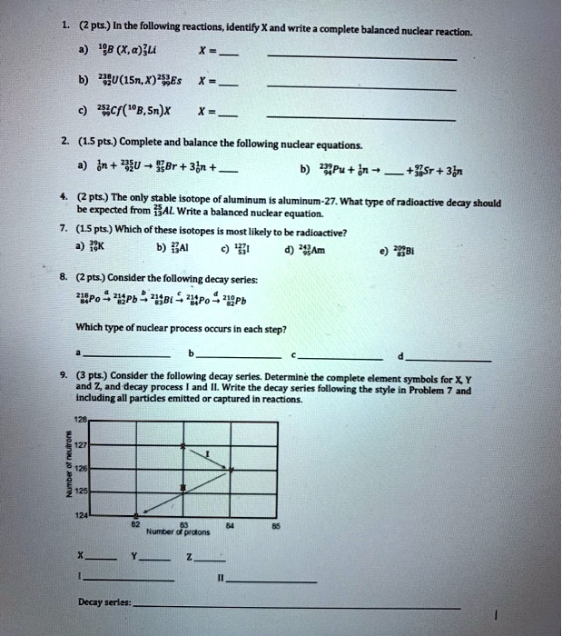 Solved 2 Pts In The Following Reactions Identlfy Xand Write