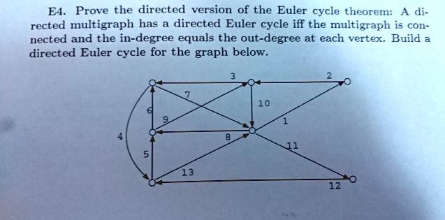 e4 prove the directed version of the euler cycle theorem a di rected multigraph has a directed ...