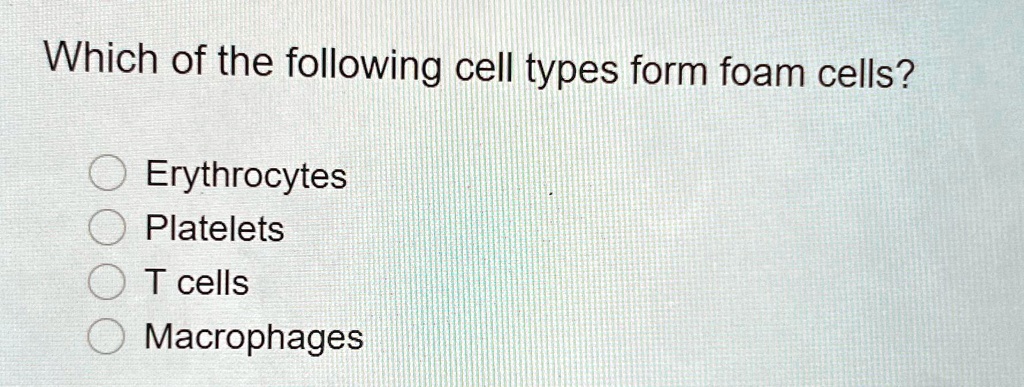 Which of the following cell types form foam cells? Erythrocytes ...