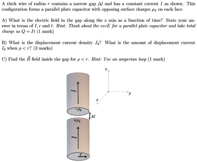 a thick wire of radius r contains a narrow gap and has a constant current i as shownthis ...