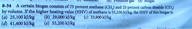 8-34 A certain biogas consists of 75 percent methane (CH4) and 25 ...
