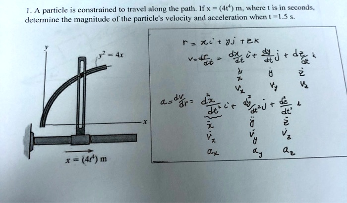 la particle is constrained to travel along the path if x 4t m where is in seconds determine the ...