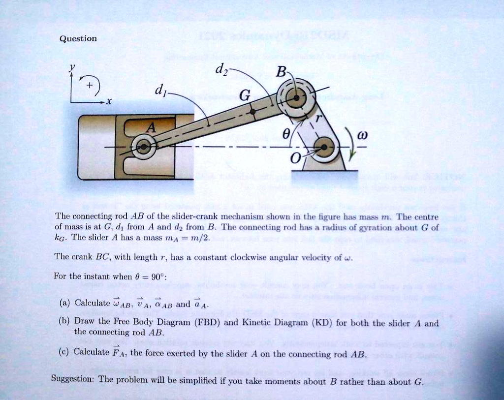 SOLVED: The connecting rod AB of the slider-crank mechanism shown in ...