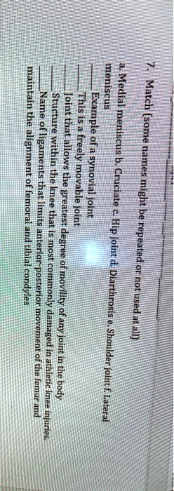 SOLVED: Maintain the alignment of femoral and tibial condyles. This is ...