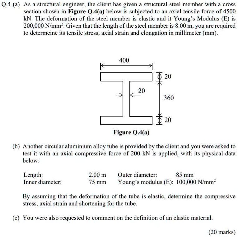 SOLVED: Q.4a As a structural engineer, the client has given a ...