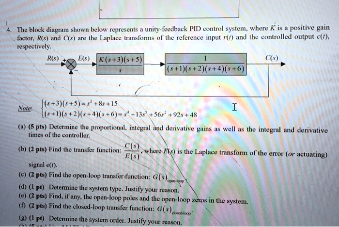 4. The block diagram shown below represents a unity-feedback PID ...