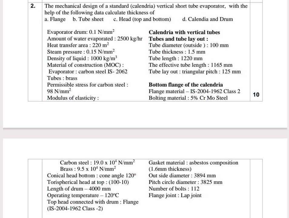 The mechanical design of a standard (calendria) vertical short tube ...